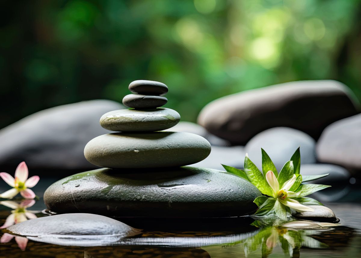 'zen stones meditation' Poster, picture, metal print, paint by Gabriel ...