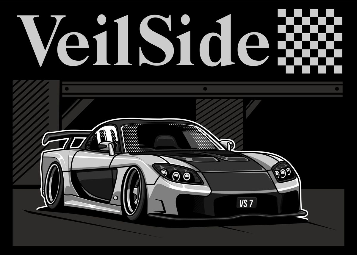 'VeilSide RX 7 FD3s White' Poster, picture, metal print, paint by Heru ...