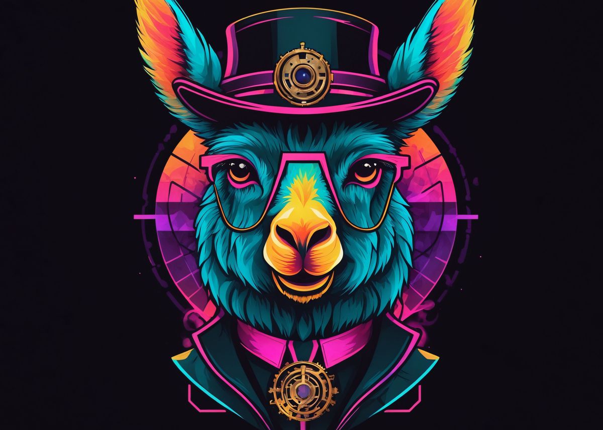 'Steampunk Llama' Poster, picture, metal print, paint by Karoly Csurgo ...