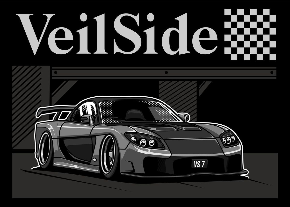 'VeilSide RX 7 FD3S Grey' Poster, picture, metal print, paint by Heru ...