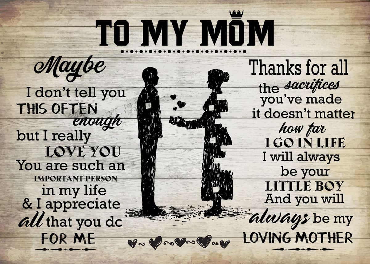 'To My Mom Gift For Mom ' Poster, picture, metal print, paint by Nice ...