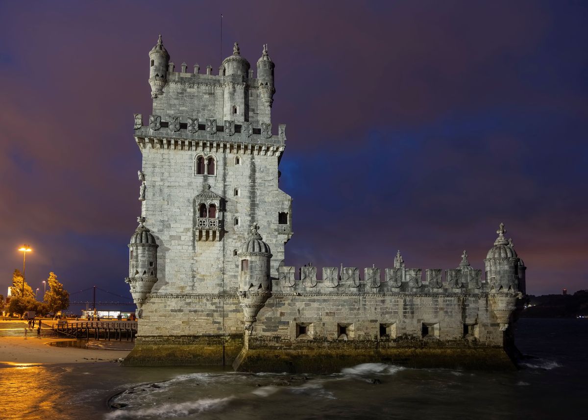 'Belem Tower At Night' Poster, picture, metal print, paint by ...