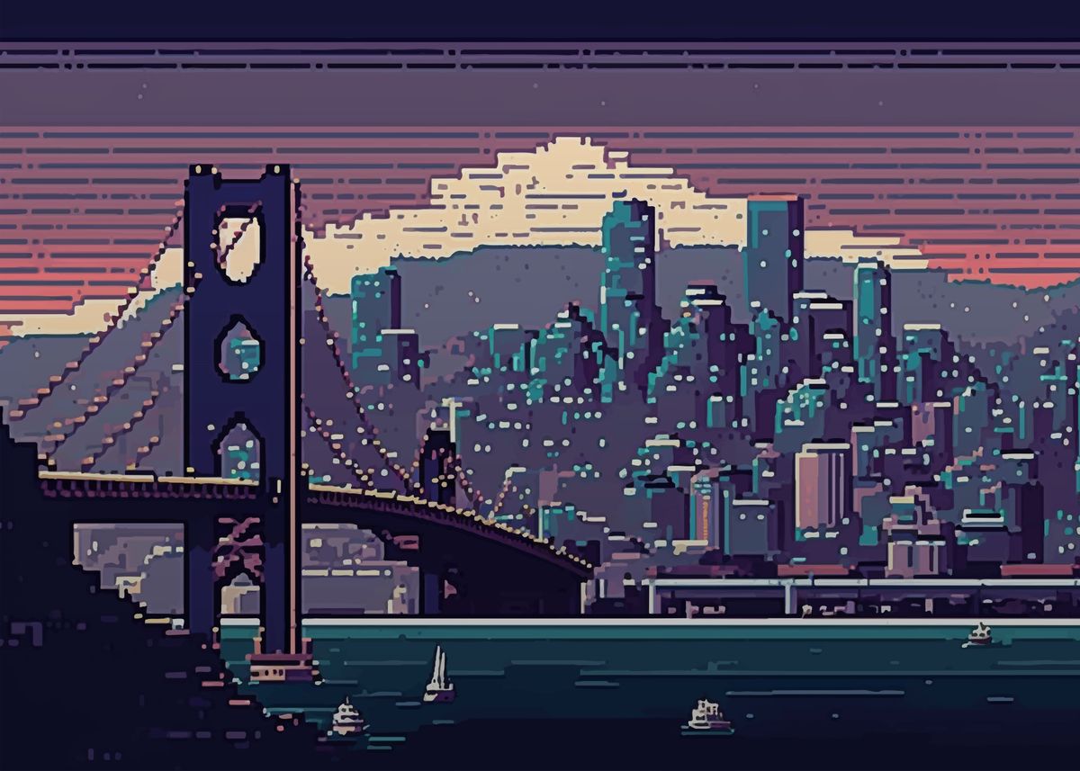 'San Francisco Pixel Art' Poster, picture, metal print, paint by M Art ...