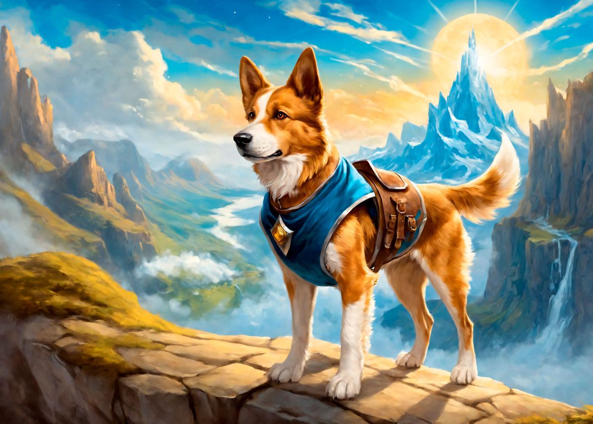 'Dog Adventurer traveling' Poster, picture, metal print, paint by ...