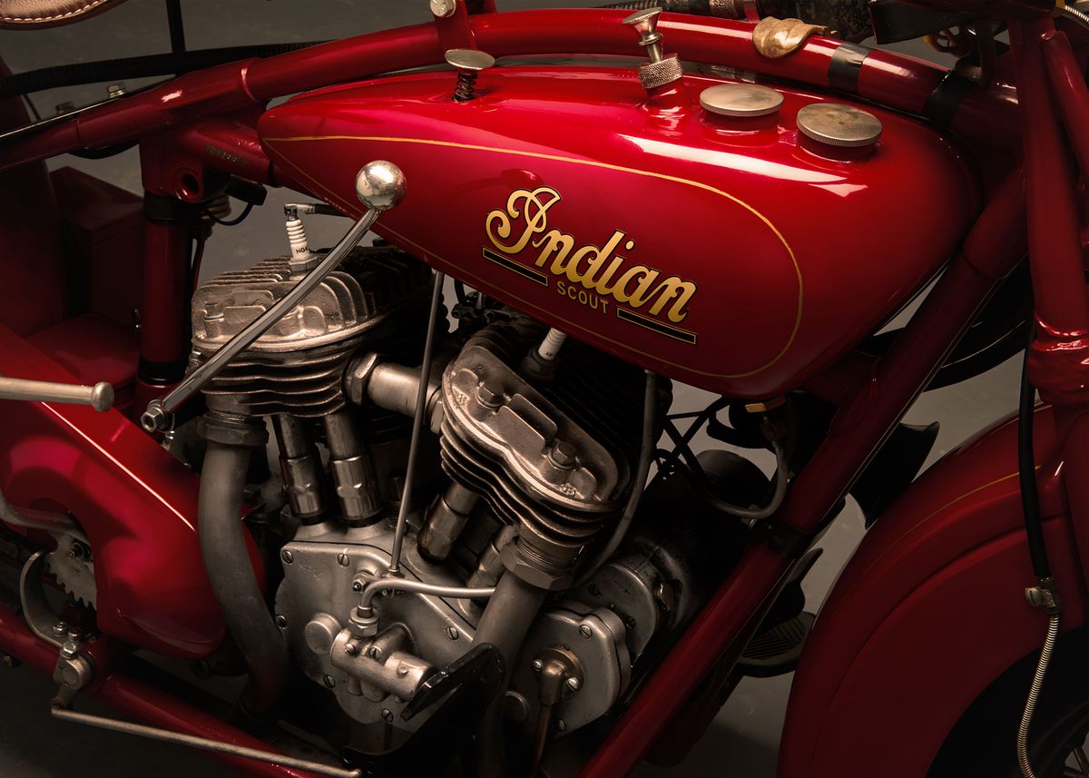 'INDIAN 101 SCOUT ENGINE' Poster, picture, metal print, paint by Nex ...