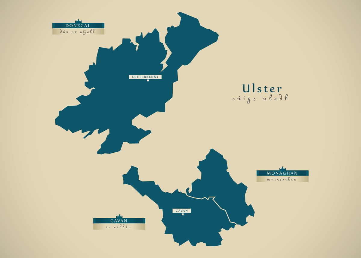 'Ulster Ireland map' Poster, picture, metal print, paint by Ingo ...