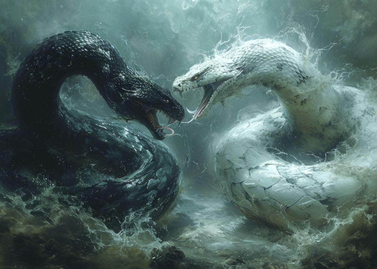 'Black And White Snake' Poster, picture, metal print, paint by GLITCHED ...