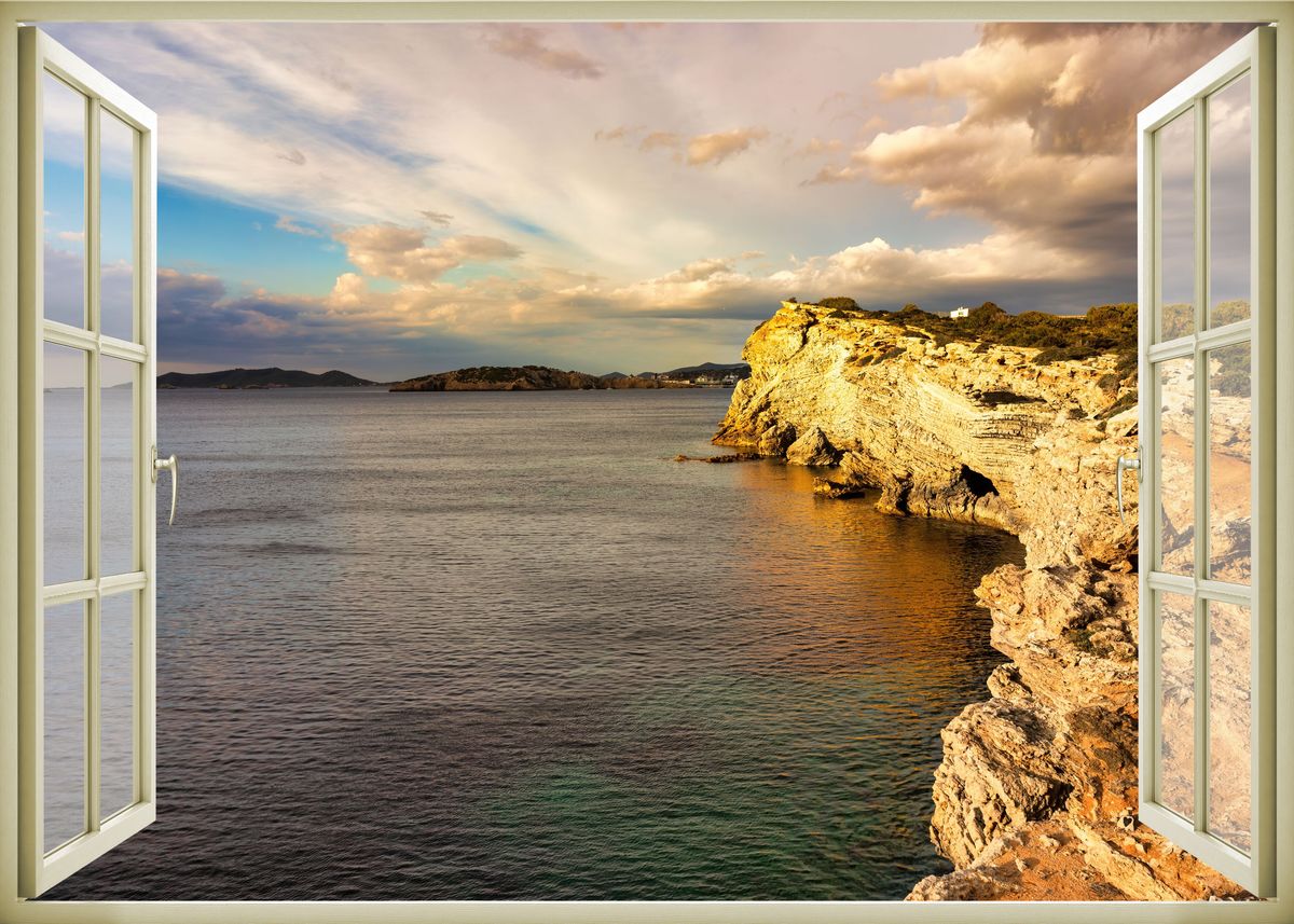 'Window view sea open calm' Poster, picture, metal print, paint by ...