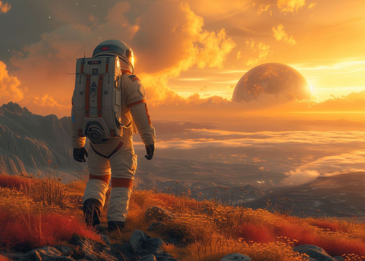 'astronaunt another planet' Poster, picture, metal print, paint by ...
