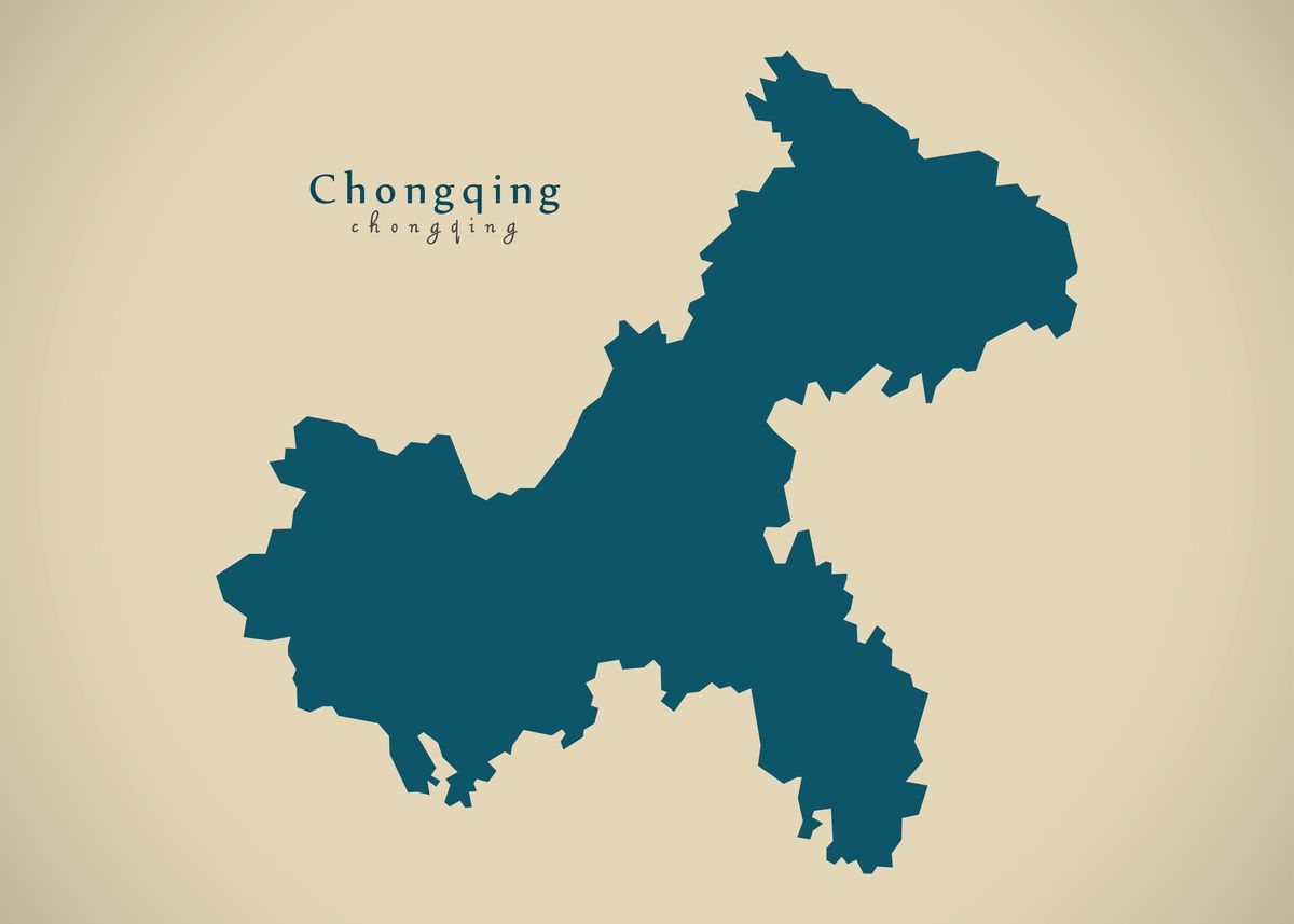 'Chongqing China map' Poster, picture, metal print, paint by Ingo ...