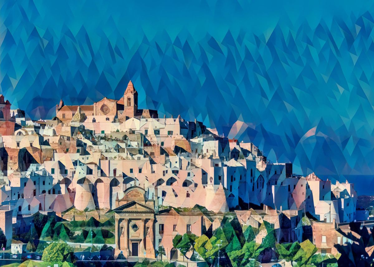 'Panoramic Ostuni' Poster, picture, metal print, paint by Sergio ...