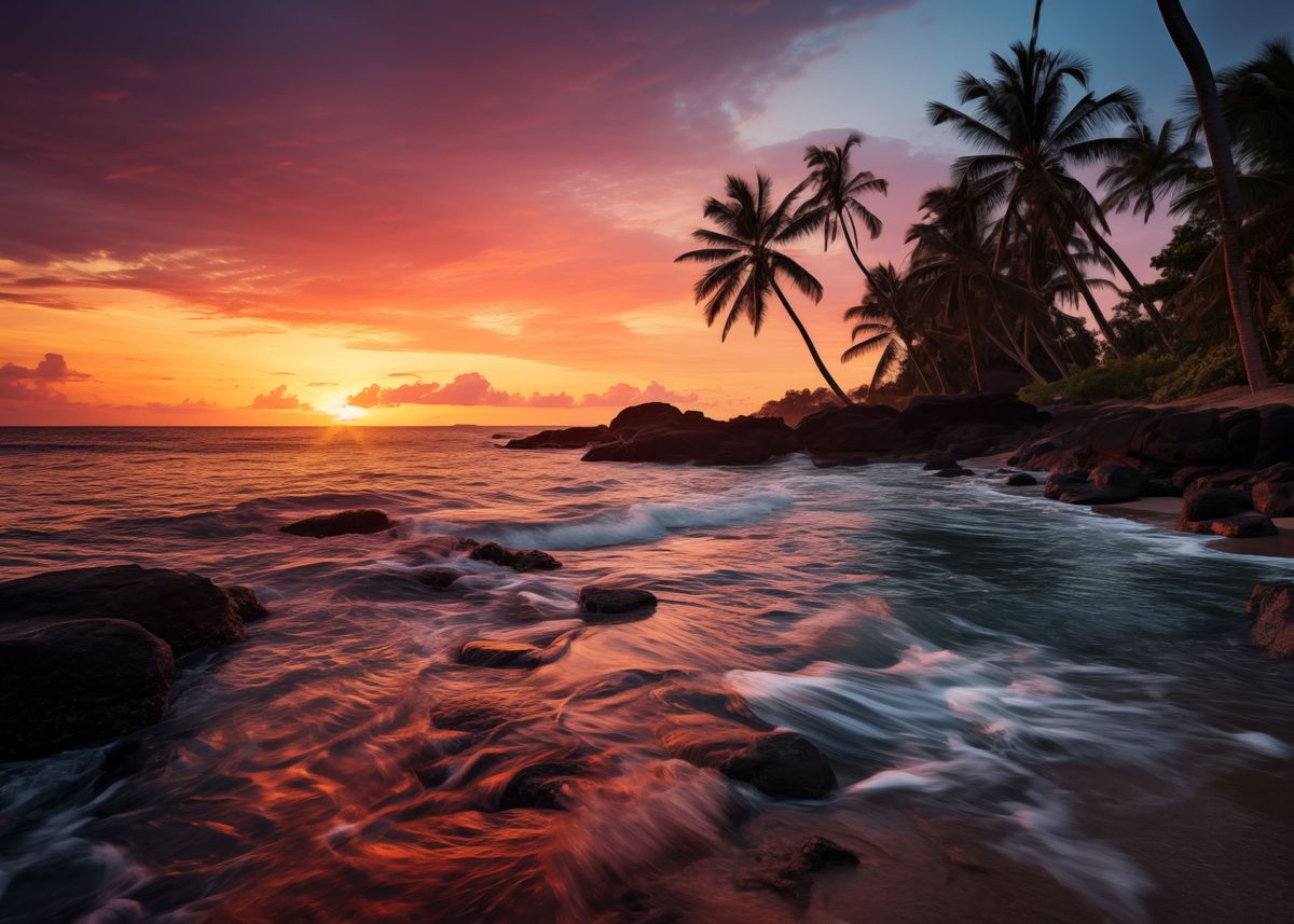 'Scenic Beach' Poster, picture, metal print, paint by Artexio | Displate