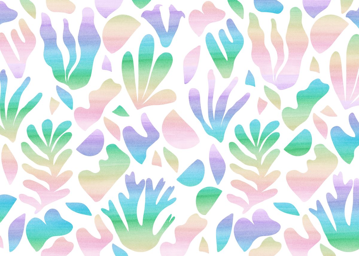 'Rainbow Watercolor Shapes' Poster, picture, metal print, paint by ...