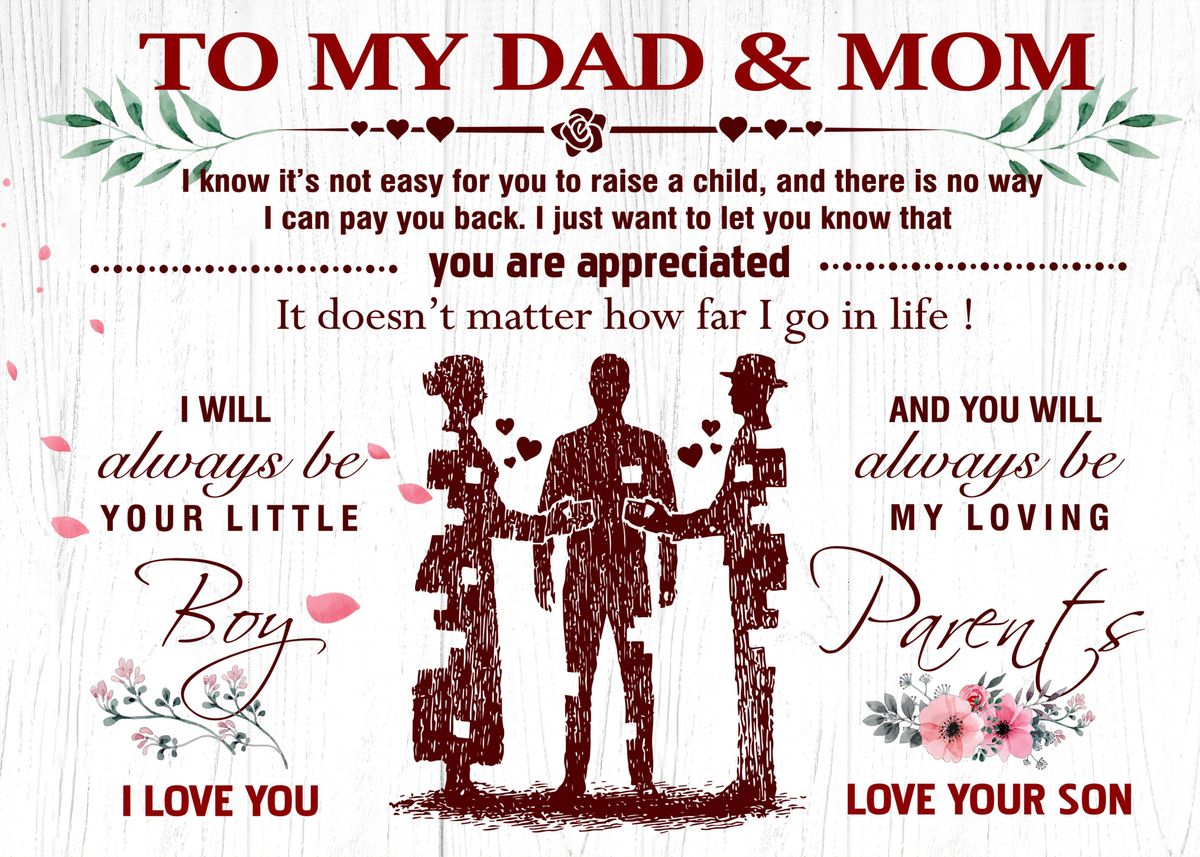 'To My Dad And Mom From Son' Poster, picture, metal print, paint by ...