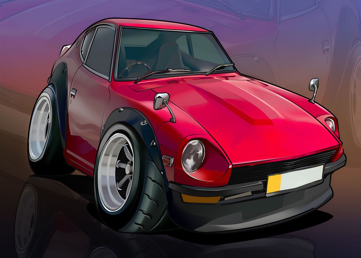 'RED NISSAN 240Z FAIRLADY' Poster, picture, metal print, paint by Stan ...