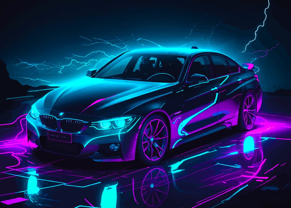 'BMW M3 Neon' Poster, picture, metal print, paint by MASTER HOLLOW ...