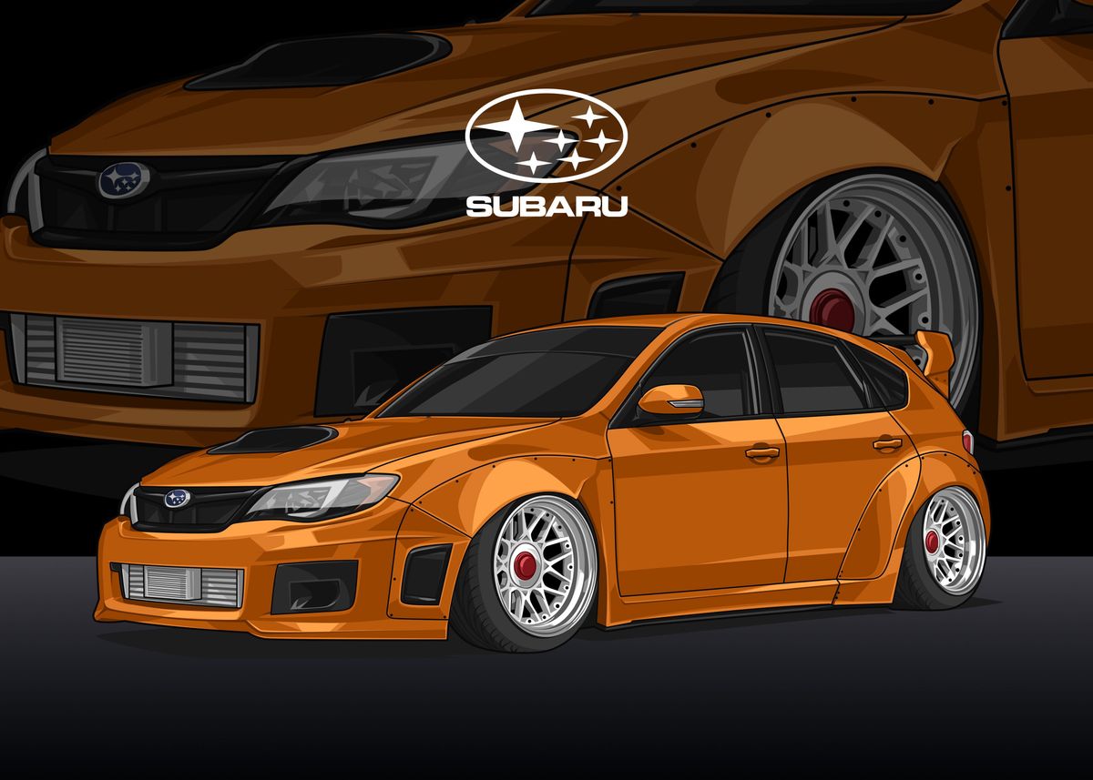 'Subaru Impreza wrx sti org' Poster, picture, metal print, paint by ...