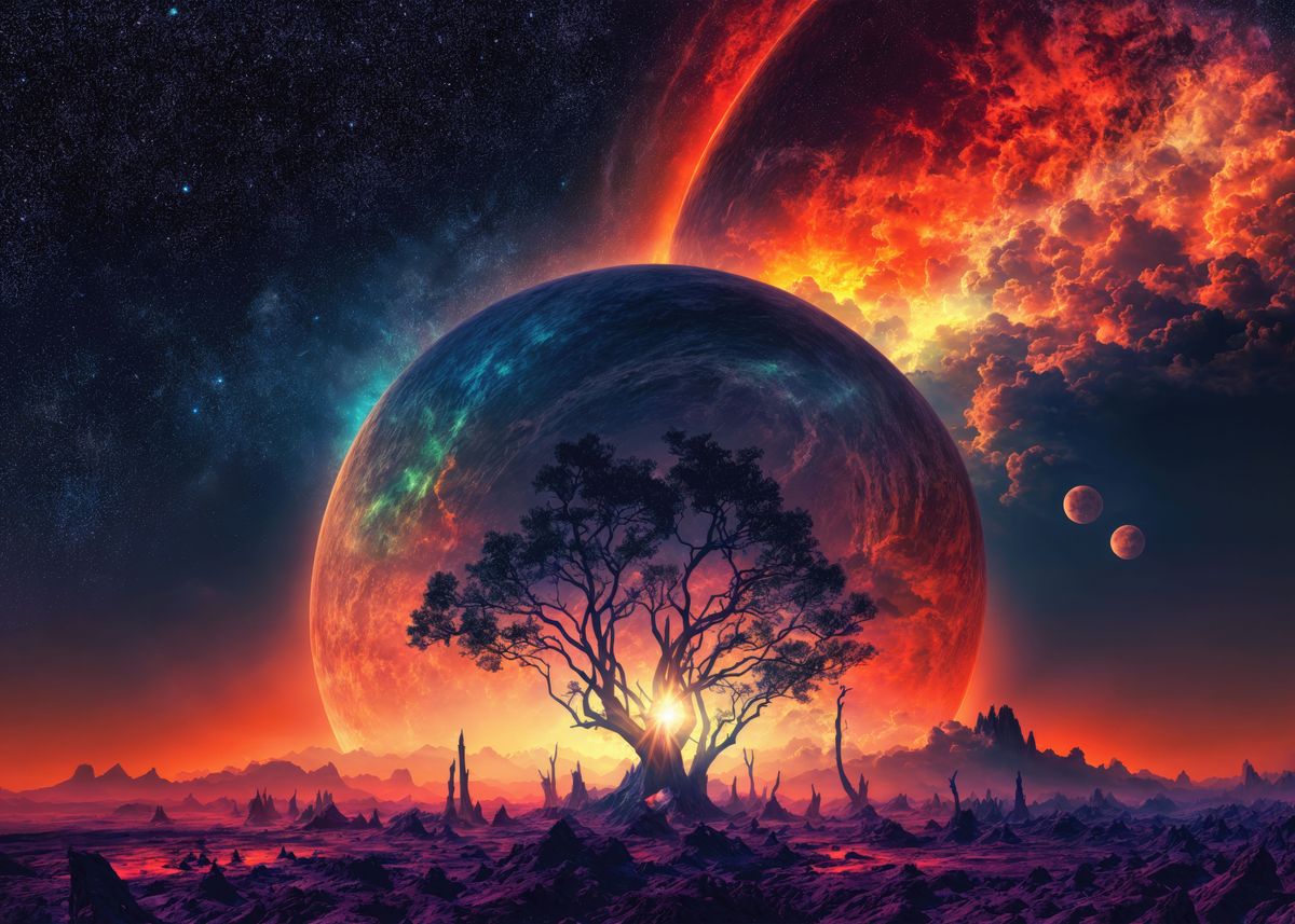 'Space fantasy Landscape' Poster, picture, metal print, paint by ...