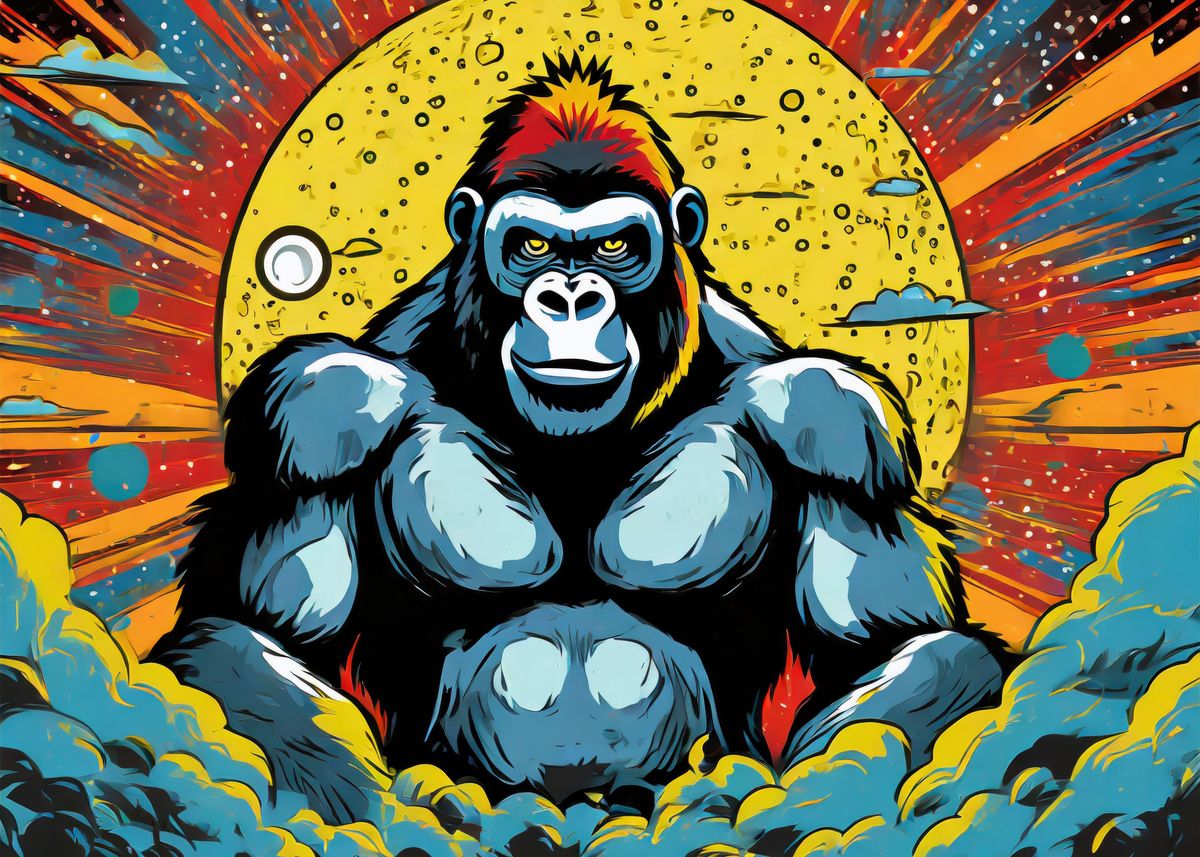 'Abstract Gorilla Portrait' Poster, picture, metal print, paint by ...
