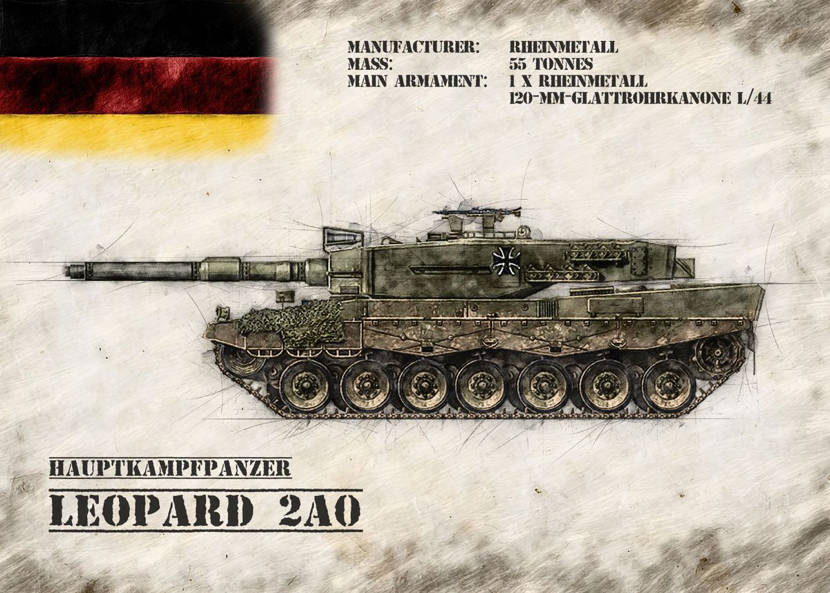 'Leopard 2A0' Poster, picture, metal print, paint by Pixxelworks ...