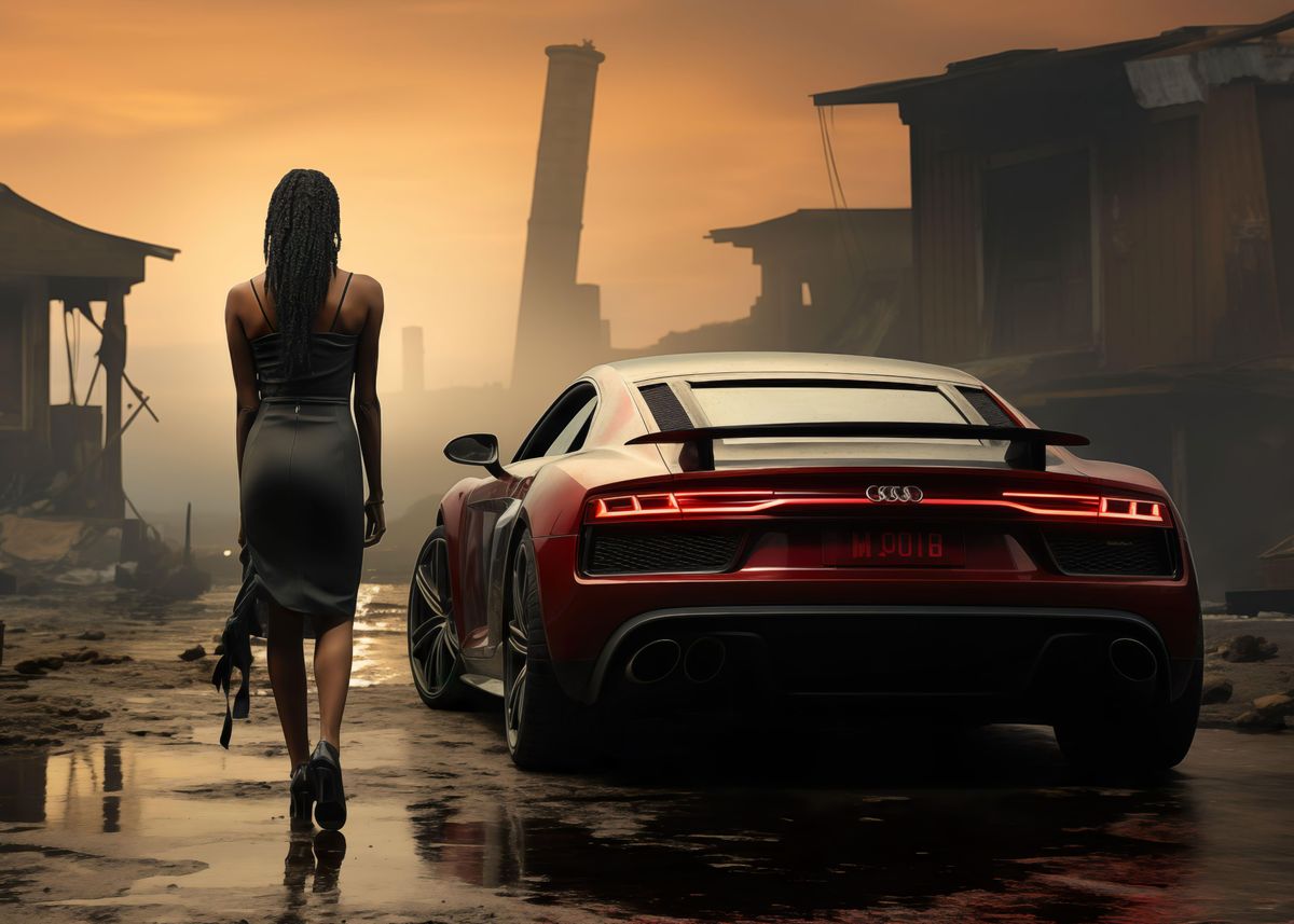 'Audi R8 and girl' Poster, picture, metal print, paint by Roman Stasiuk ...
