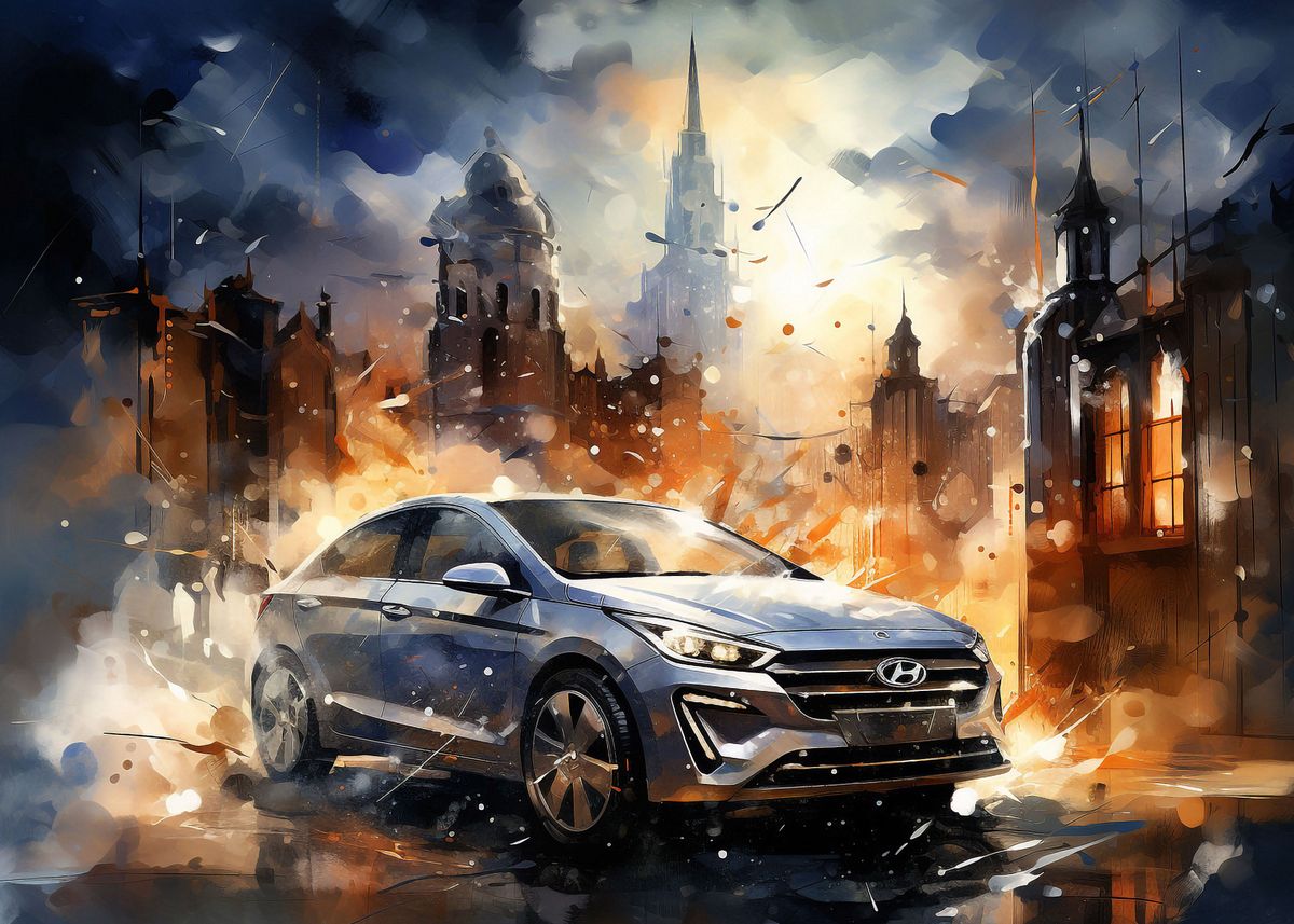 'My Hyundai Ioniq' Poster, picture, metal print, paint by Victoria ...