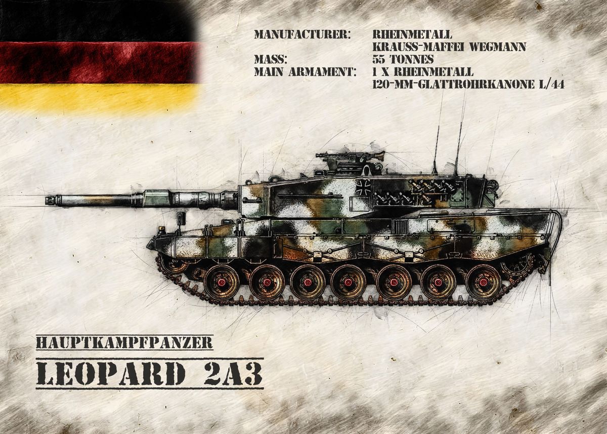 'Leopard 2A3' Poster, picture, metal print, paint by Pixxelworks ...