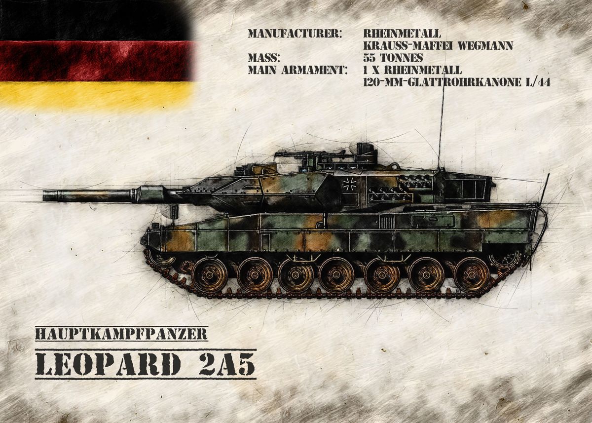 'Leopard 2A5' Poster, picture, metal print, paint by Pixxelworks ...