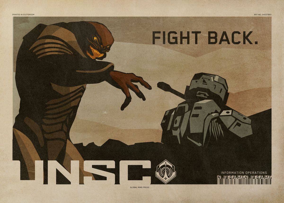 'Fight Back' Poster, picture, metal print, paint by Halo Game | Displate