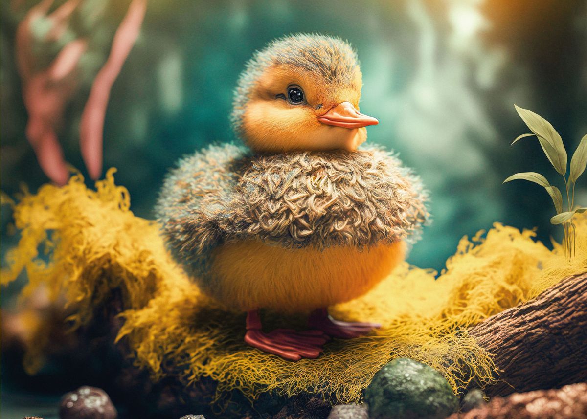 'Cute Little Baby Duck' Poster, picture, metal print, paint by ...