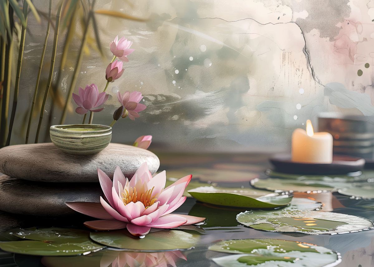 'zen stones meditation' Poster, picture, metal print, paint by Gabriel ...