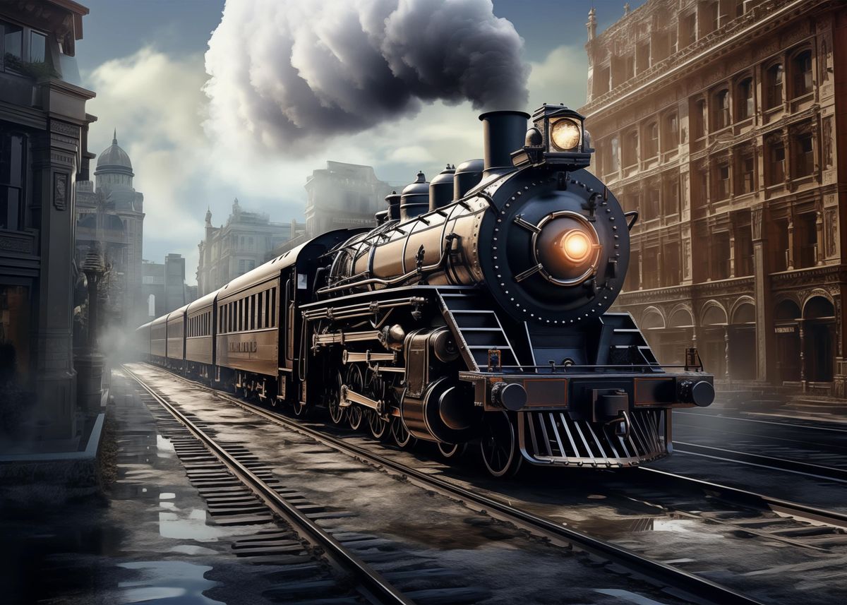 'Steampunk Railroad Train' Poster, picture, metal print, paint by ...