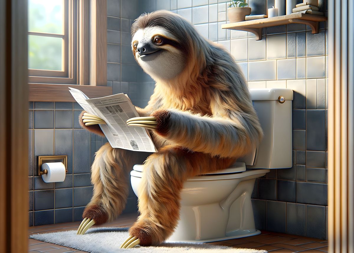 'Funny Toilet Sloth Art' Poster, picture, metal print, paint by Jannick ...