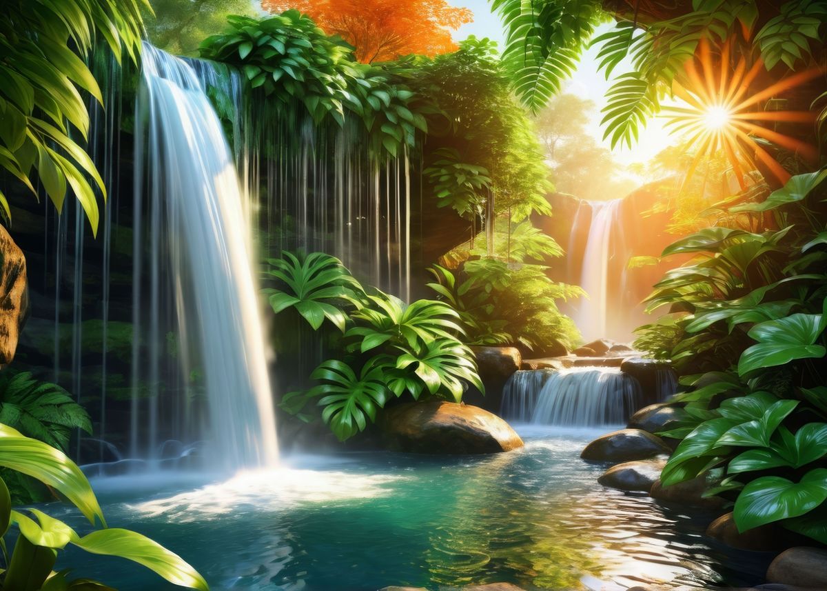 'Sun Drenched Oasis' Poster, picture, metal print, paint by insideFairy | Displate