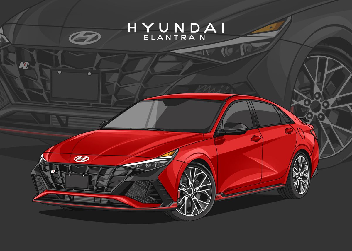 'hyundai elantra n red' Poster, picture, metal print, paint by capture ...