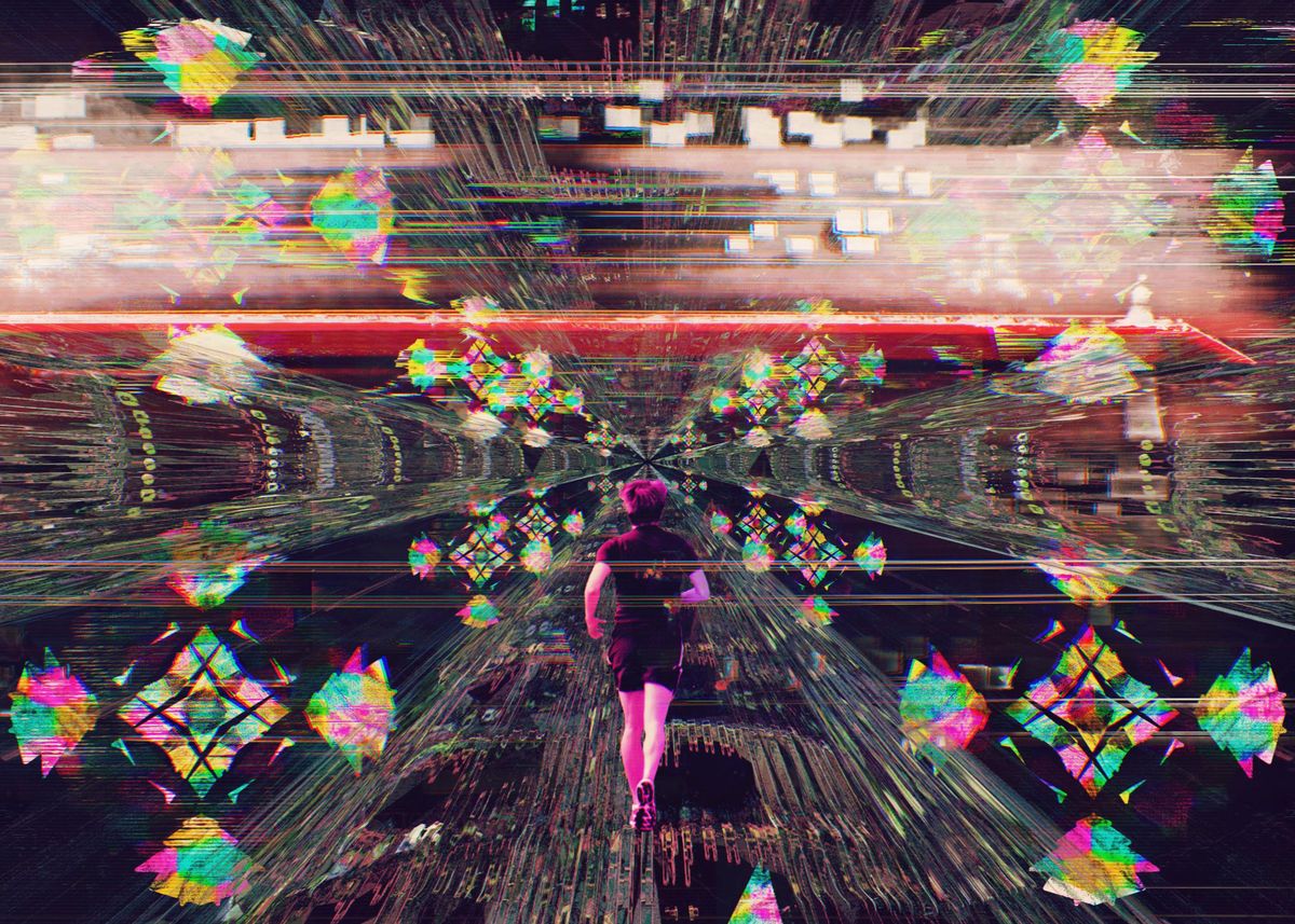 'Run Glitch' Poster, picture, metal print, paint by Nca Chan | Displate