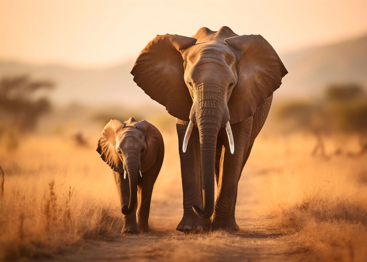 'African Elephant' Poster, picture, metal print, paint by EB Art | Displate