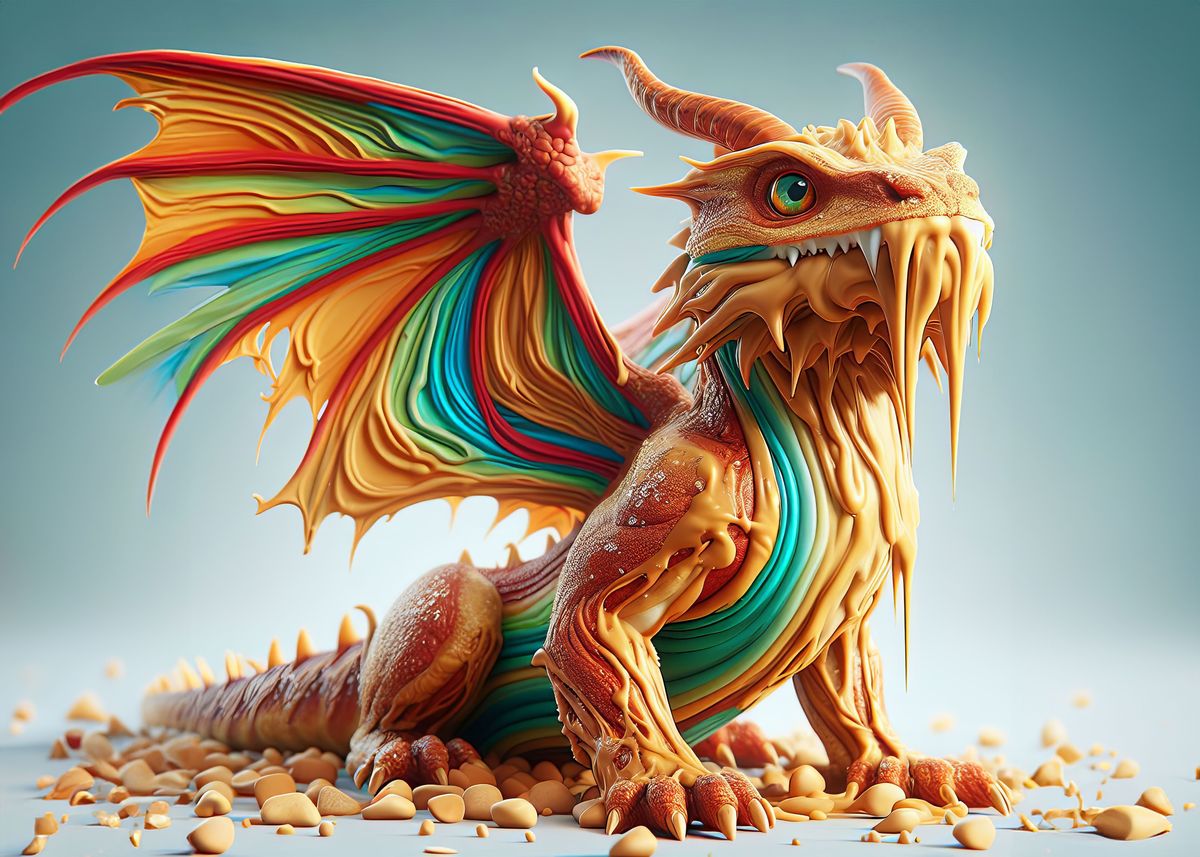 'Dragons Peanut Quest' Poster, picture, metal print, paint by Michael ...