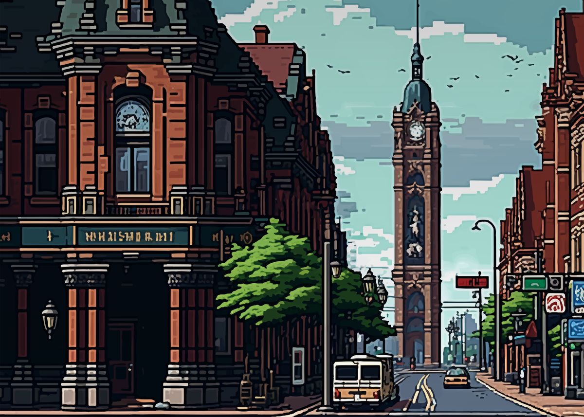 'Hanover City Pixel Art' Poster, picture, metal print, paint by M Art ...