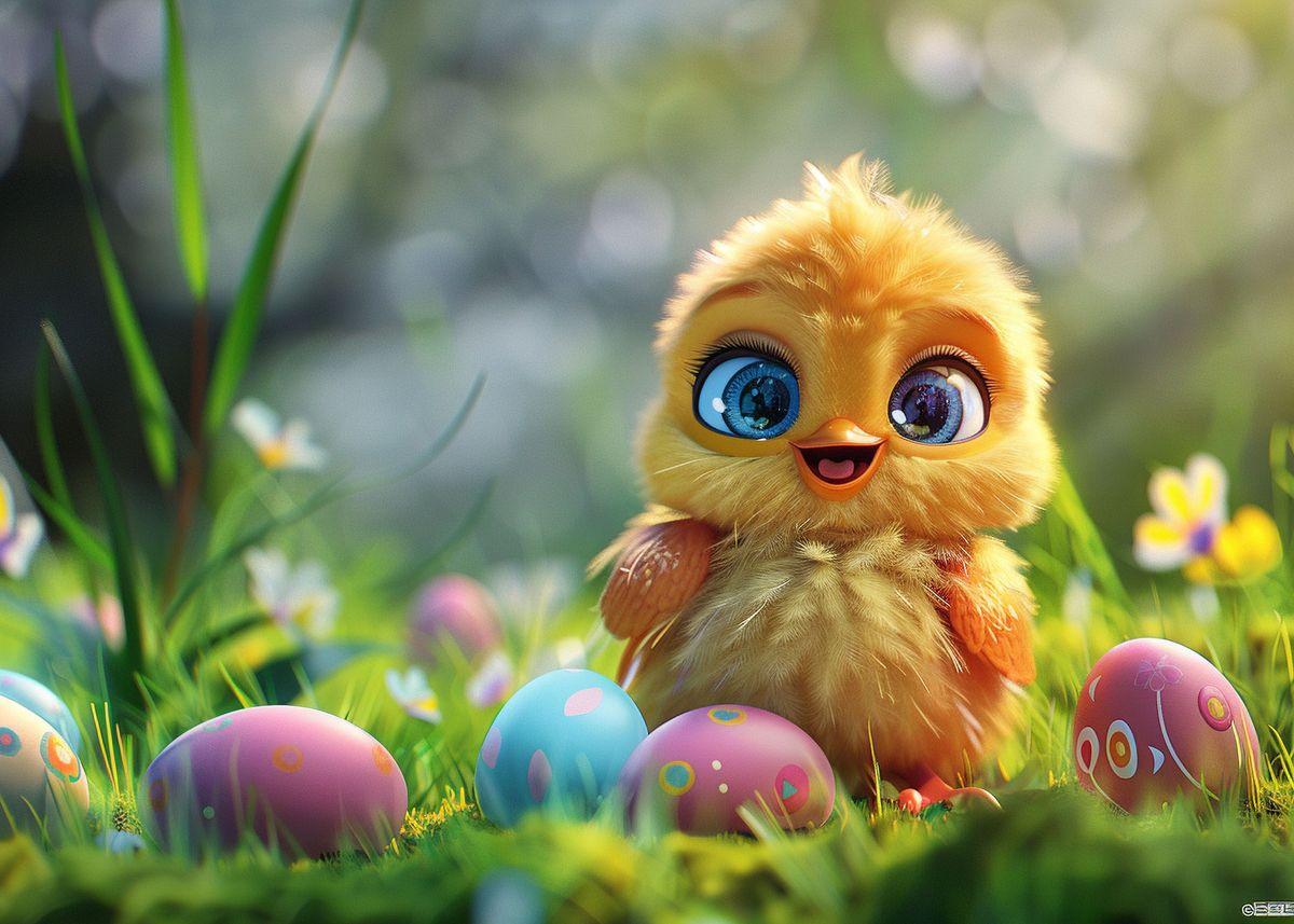 'easter chick' Poster, picture, metal print, paint by PictureArtFantasy ...