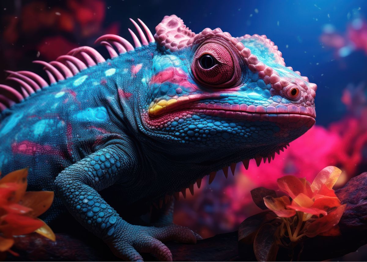'chameleon' Poster, picture, metal print, paint by OMEGA FAUNA | Displate