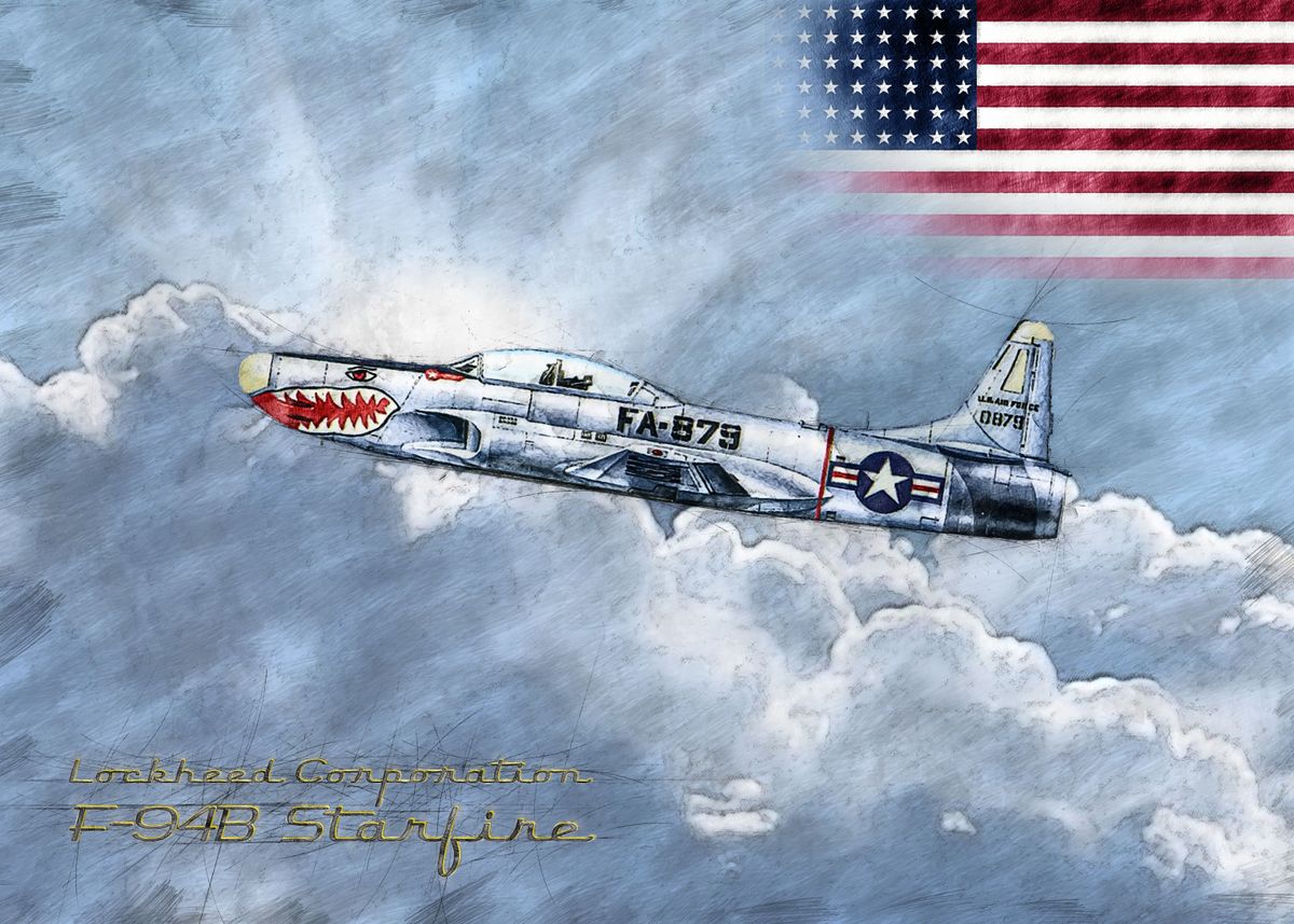 'F 94B Starfire' Poster, picture, metal print, paint by Pixxelworks ...