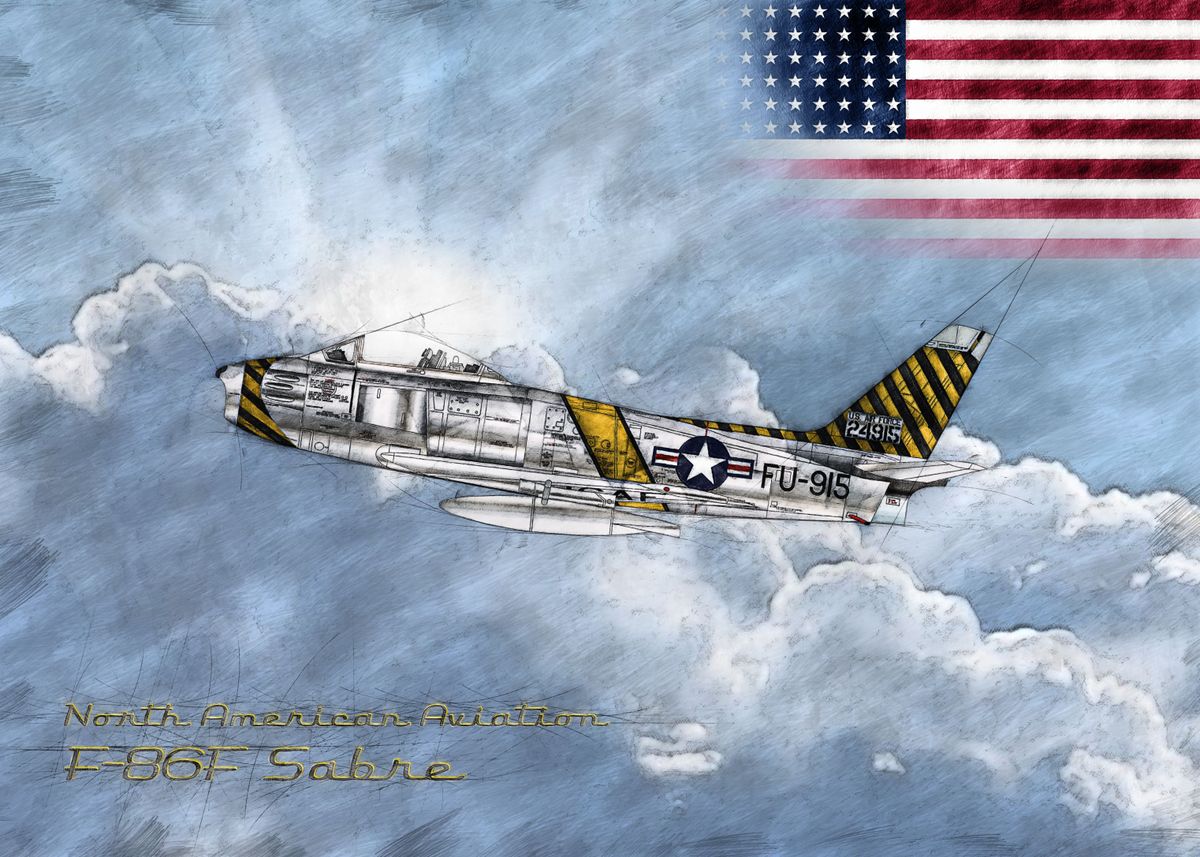 'F 86F' Poster, picture, metal print, paint by Pixxelworks Florian Schaller | Displate