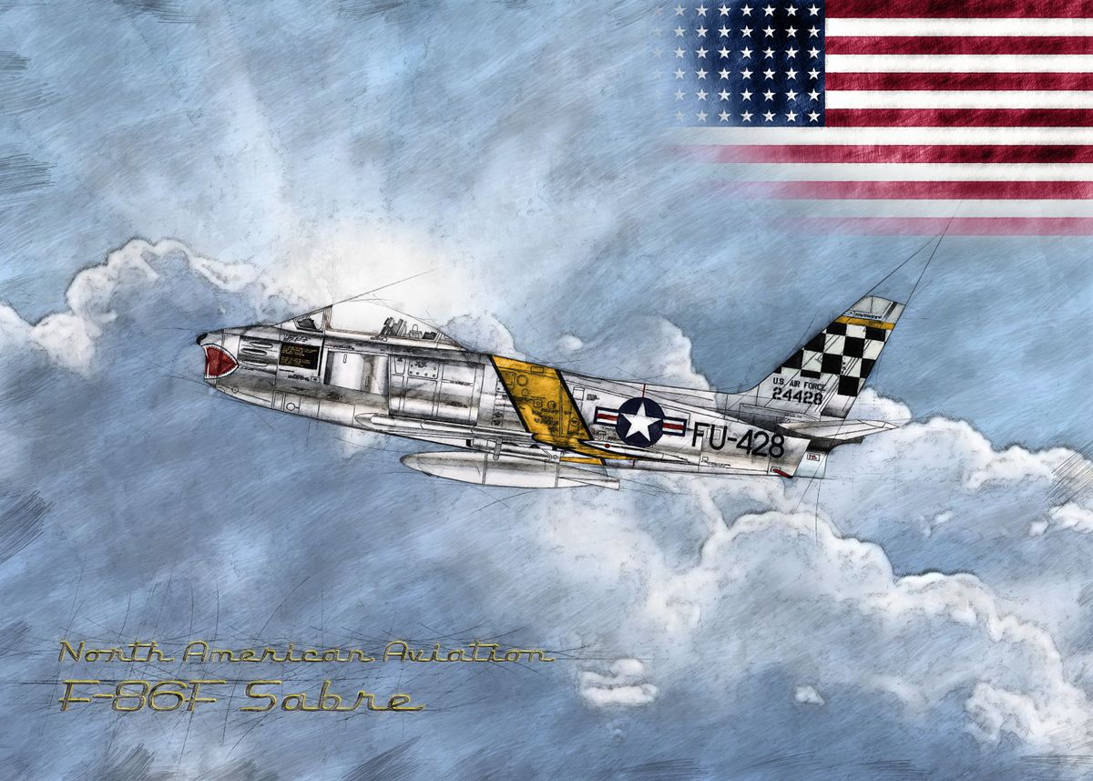 'F 86F' Poster, picture, metal print, paint by Pixxelworks Florian ...