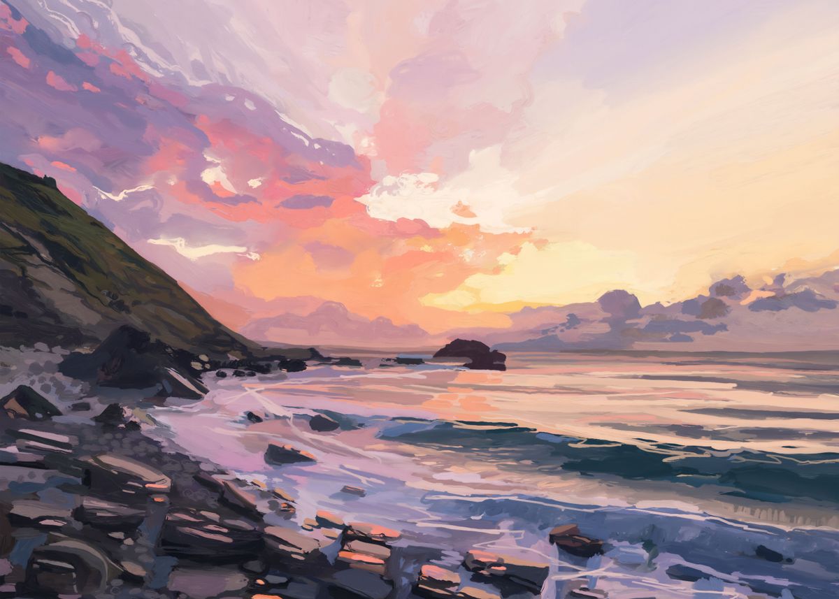 'Painted Seascape' Poster, picture, metal print, paint by Heather White ...