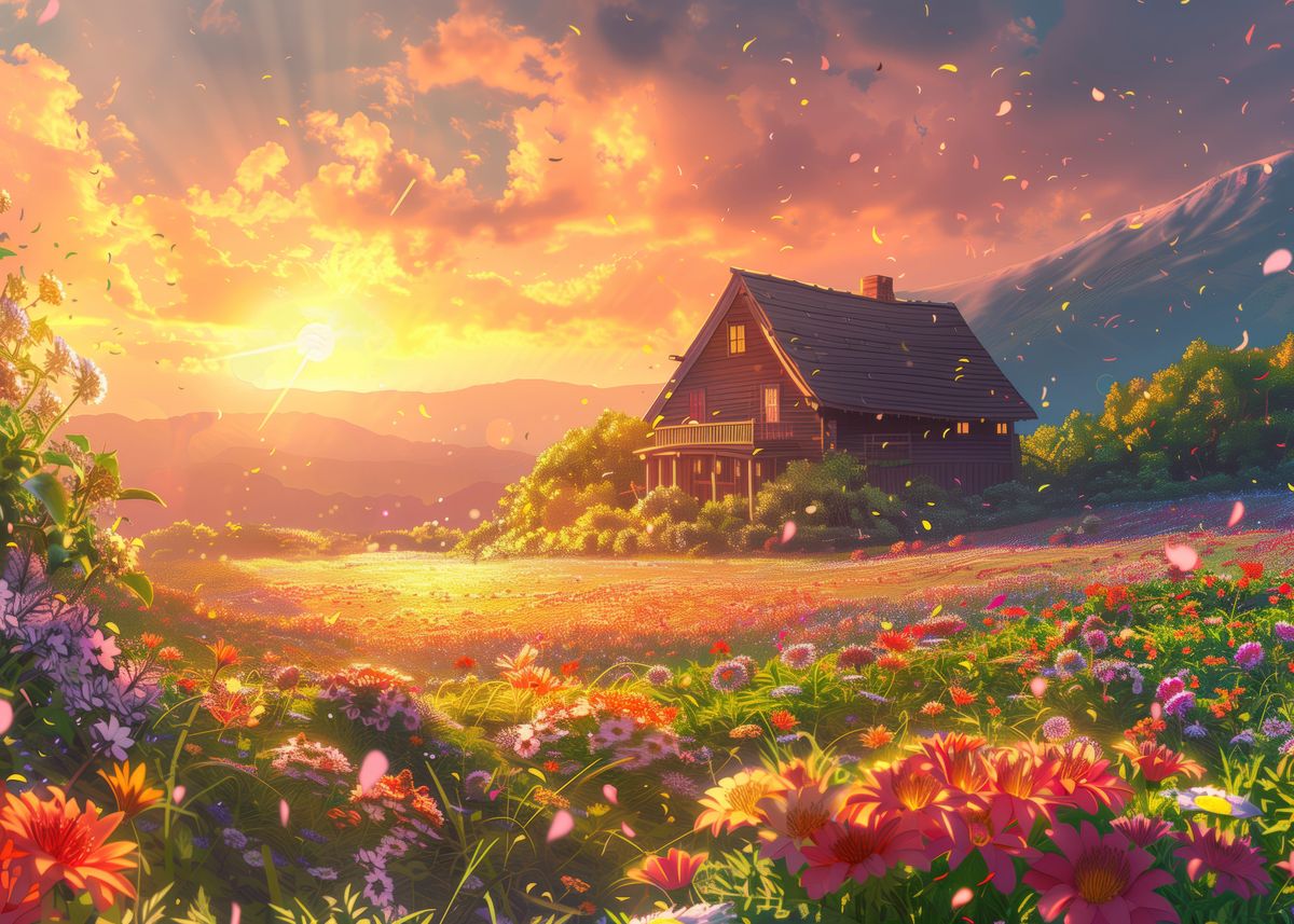 'Dawns Cozy Abode' Poster, picture, metal print, paint by KyzArt | Displate