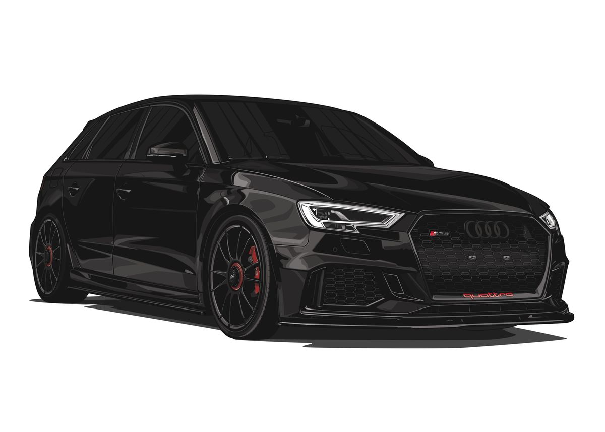 'Audi RS3 8V All Black' Poster, picture, metal print, paint by ...