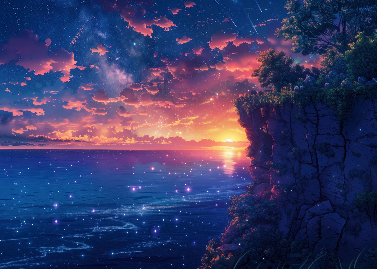 'Twilight Cliff Views' Poster, picture, metal print, paint by KyzArt ...