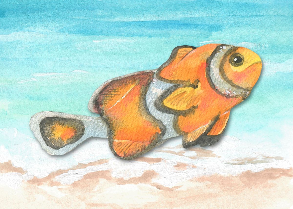 'Watercolor Nemo Fish' Poster, picture, metal print, paint by Wiski ...