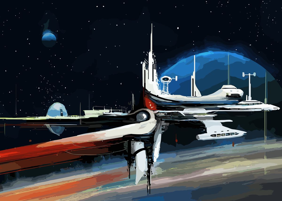 'Interstellar Space Ship' Poster, picture, metal print, paint by Ying ...